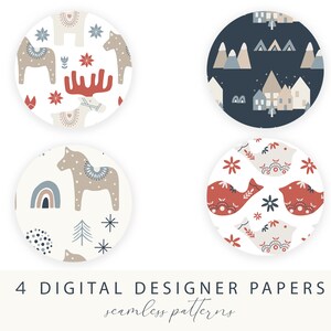 Scandinavian Digital Paper, Scrapbook Paper, Seamless Patterns ...