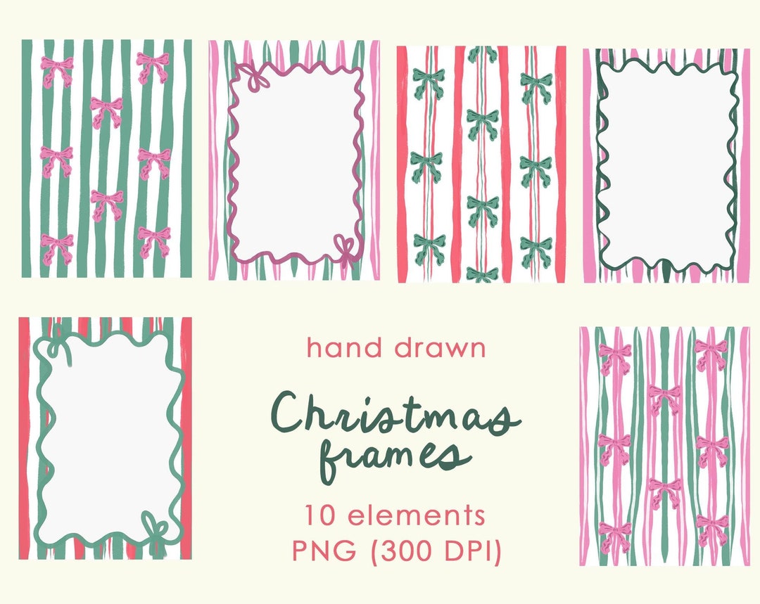 Hand Drawn Сhristmas Wavy Border Clipart, Scallop Frame for Holiday ...