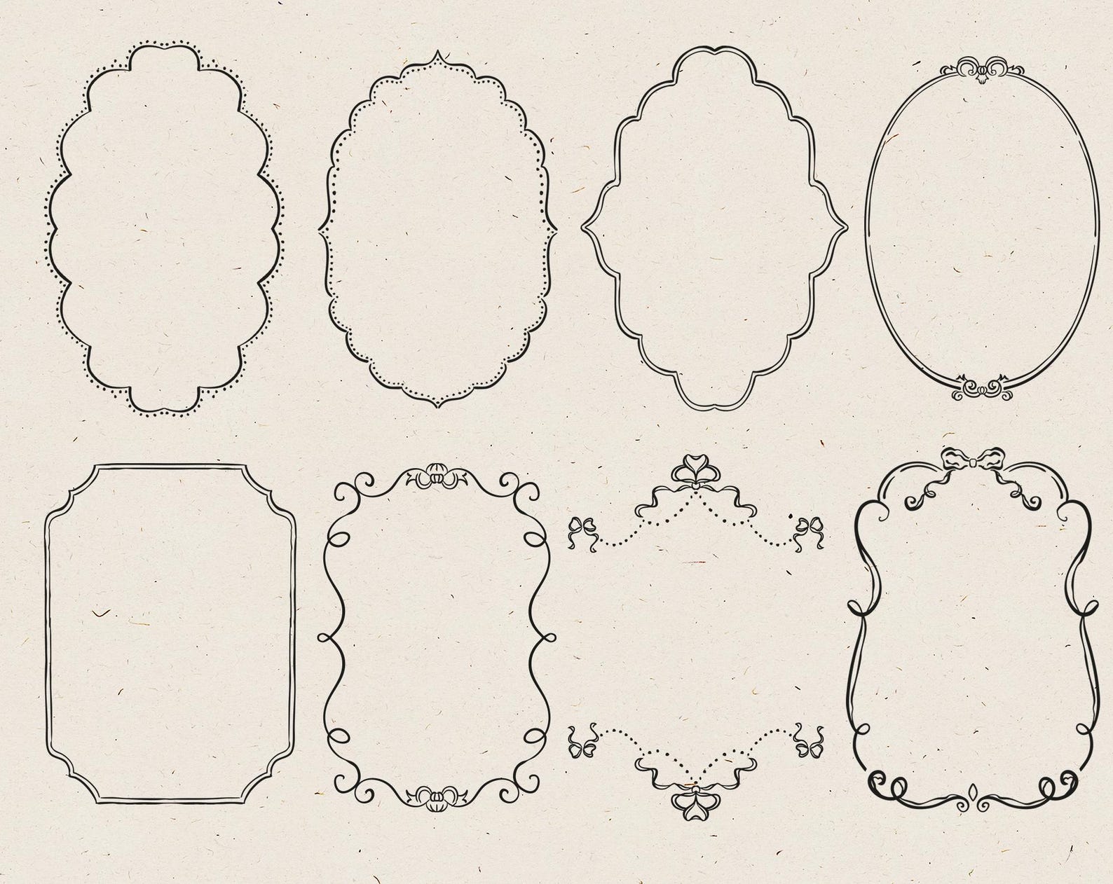 Hand Drawn Frames in Whimsical Style, Oval 5x7 Border Clipart for ...
