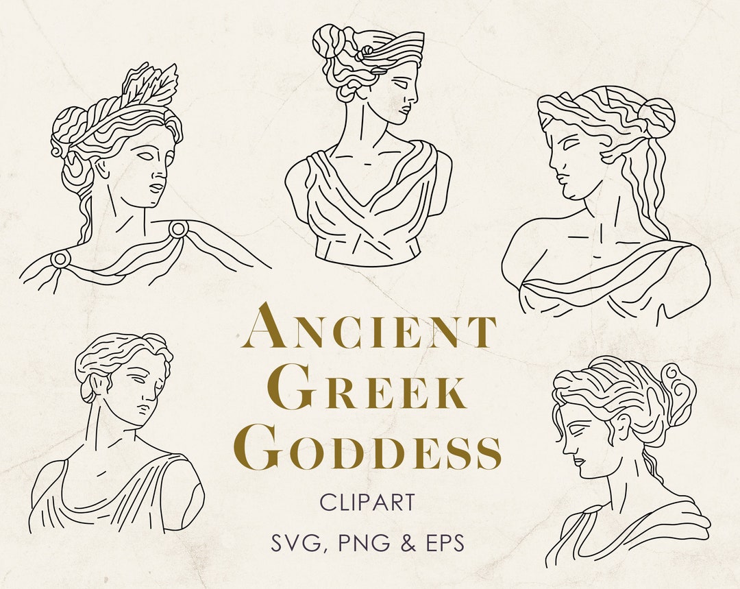 Greek Mythology Clipart in SVG, Ancient Goddess Art in Minimal Style ...