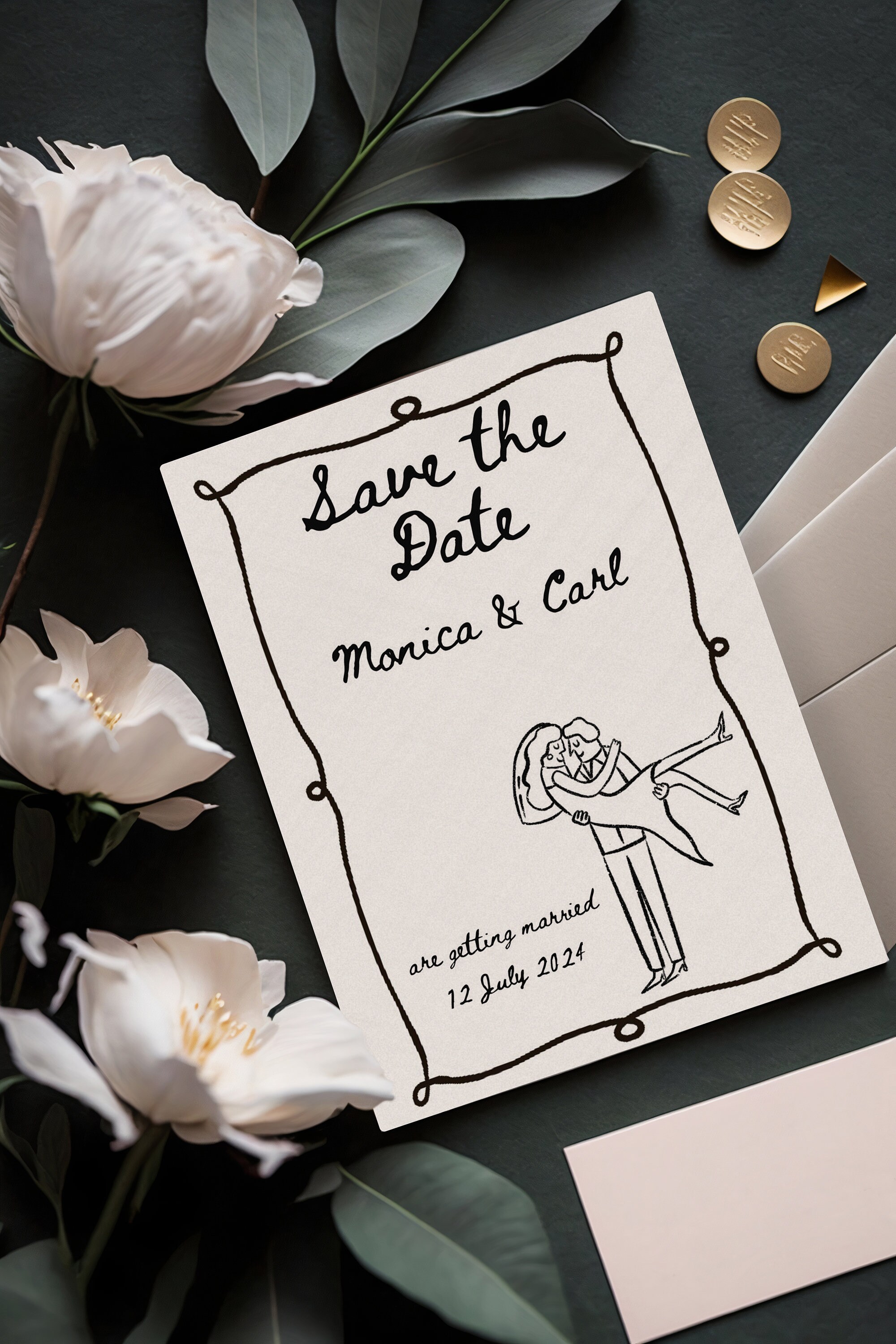 Quirky Frame Clipart 5x7 in SVG, Hand Drawn Border for Wedding ...