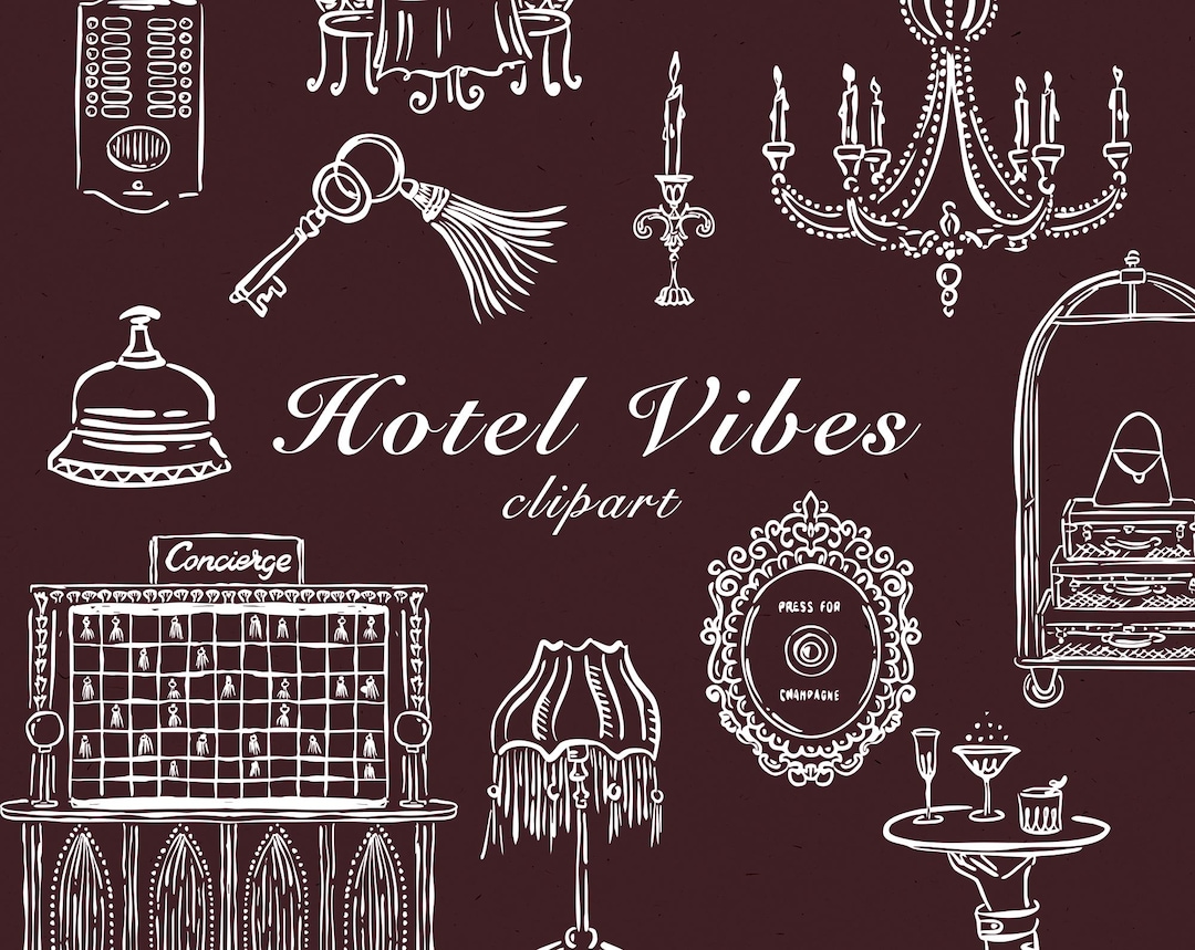 Hand Drawn Illustrations of Hotel Icons in Whimsical Style, Venue ...