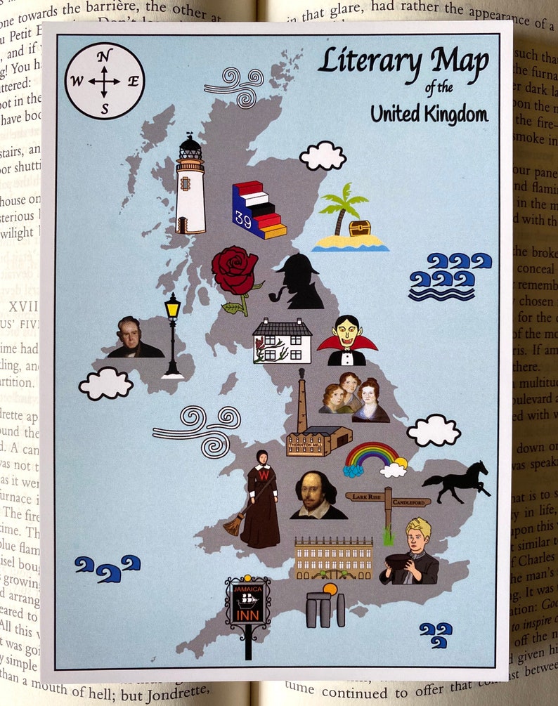Literary Map of the United Kingdom Postcard Bookish Postcard - Etsy Literary Map of the United Kingdom Postcard Bookish Postcard - Etsy