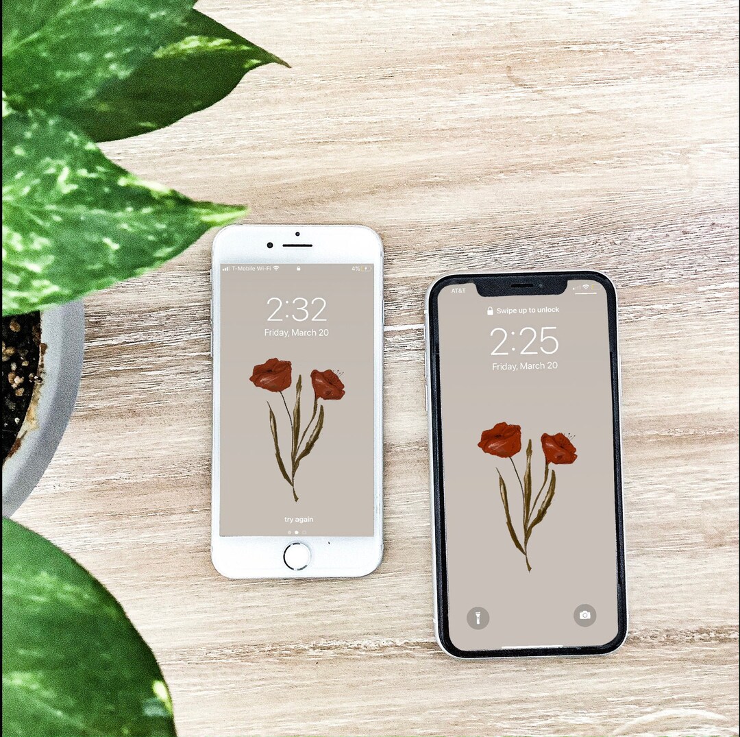 Red Poppy Phone Wallpaper a Spring Wildflower Theme for - Etsy