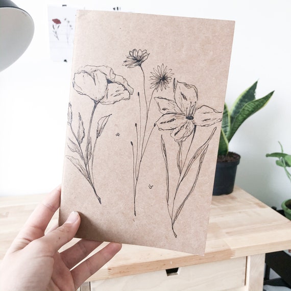 Hand Drawn Kraft Journaling Notebook Travel Journal Bujo | Etsy