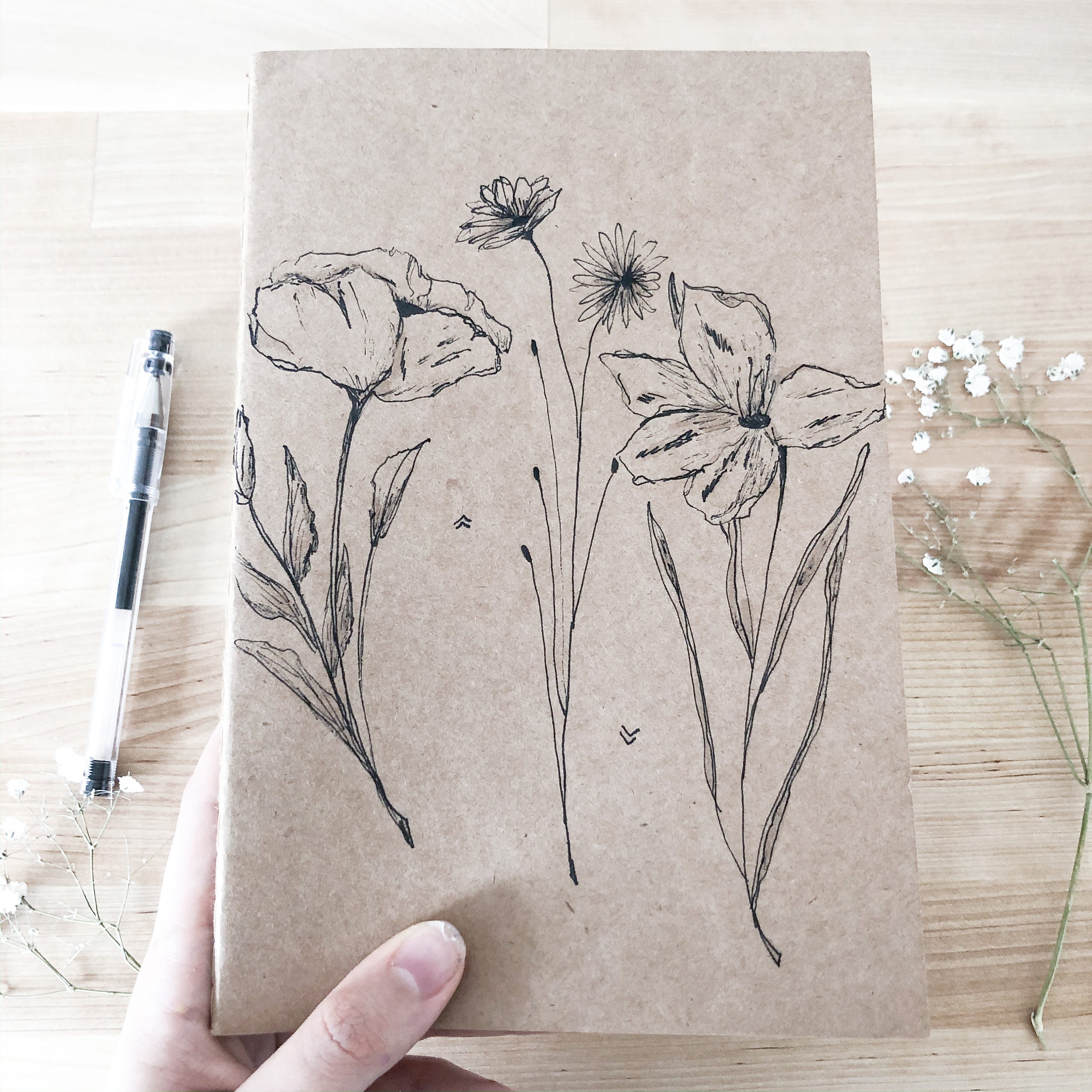 Hand Drawn Kraft Journaling Notebook Travel Journal Bujo | Etsy