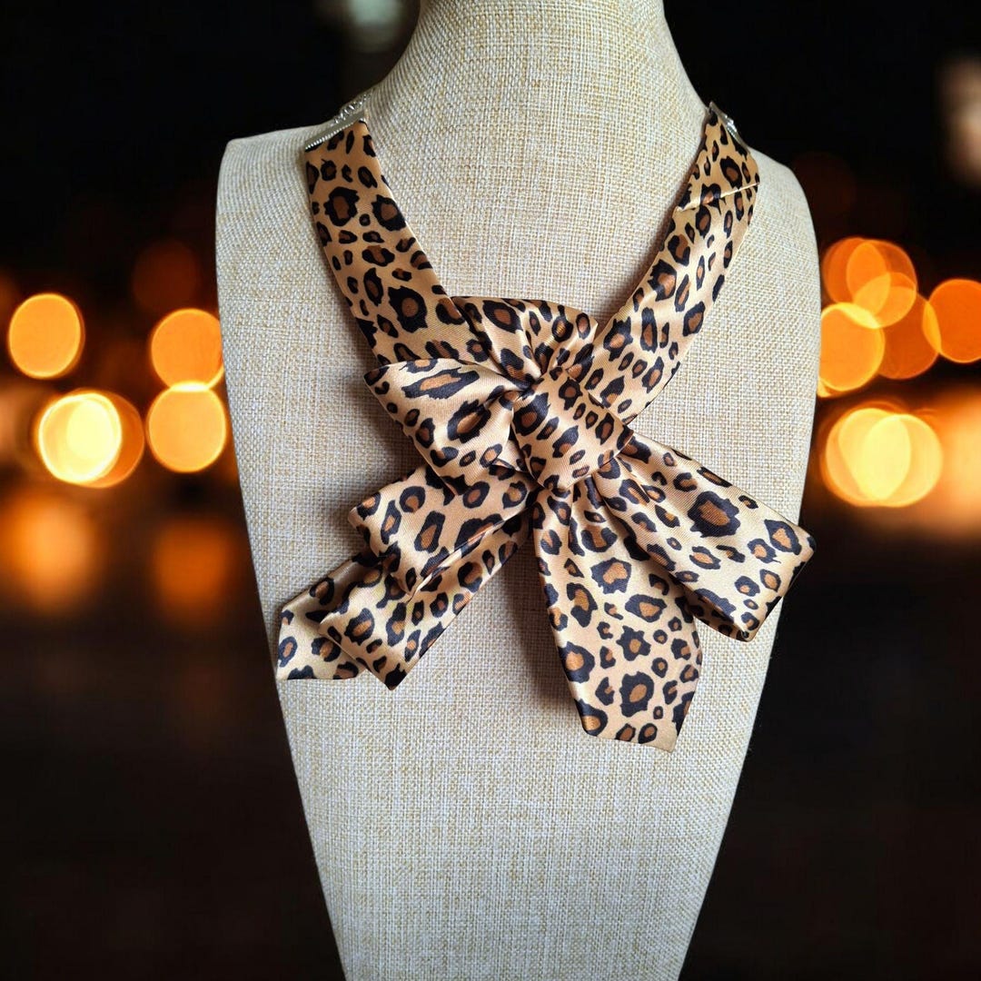 Handcrafted Leopard Print Necktie Necklace - Statement Jewelry - Etsy