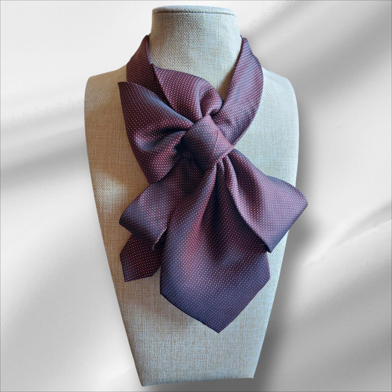 Dark Red Necktie Necklace for Women Handmade Tie Style Pendant Unique ...