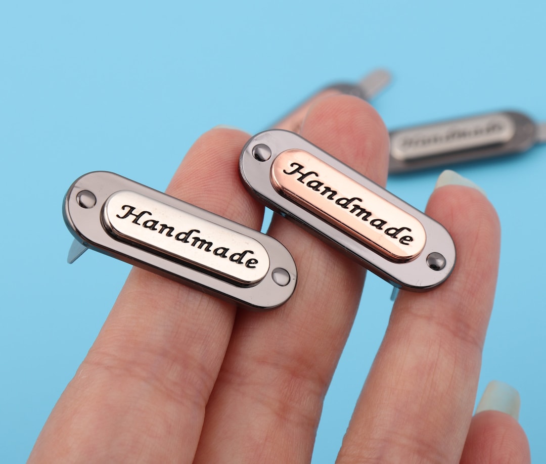 35*12mm Metal "handmade" Rectangle Bag Tags With Feet Bag Label ...