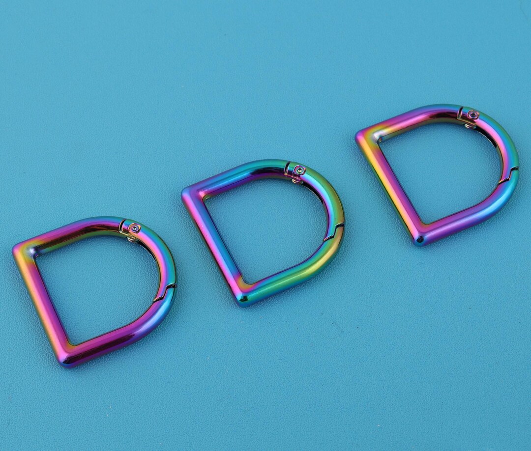 25mm Inner Rainbow D Ring Snap Hook Metal D Shaped Fastener Half Round ...