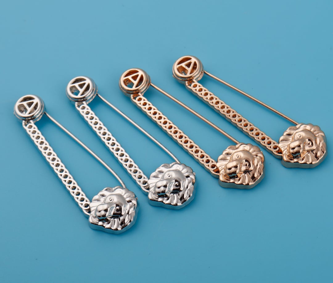 Lion Head Brooch Pin: 60mm Light Gold or Silver Alloy Scarf Pin - Etsy