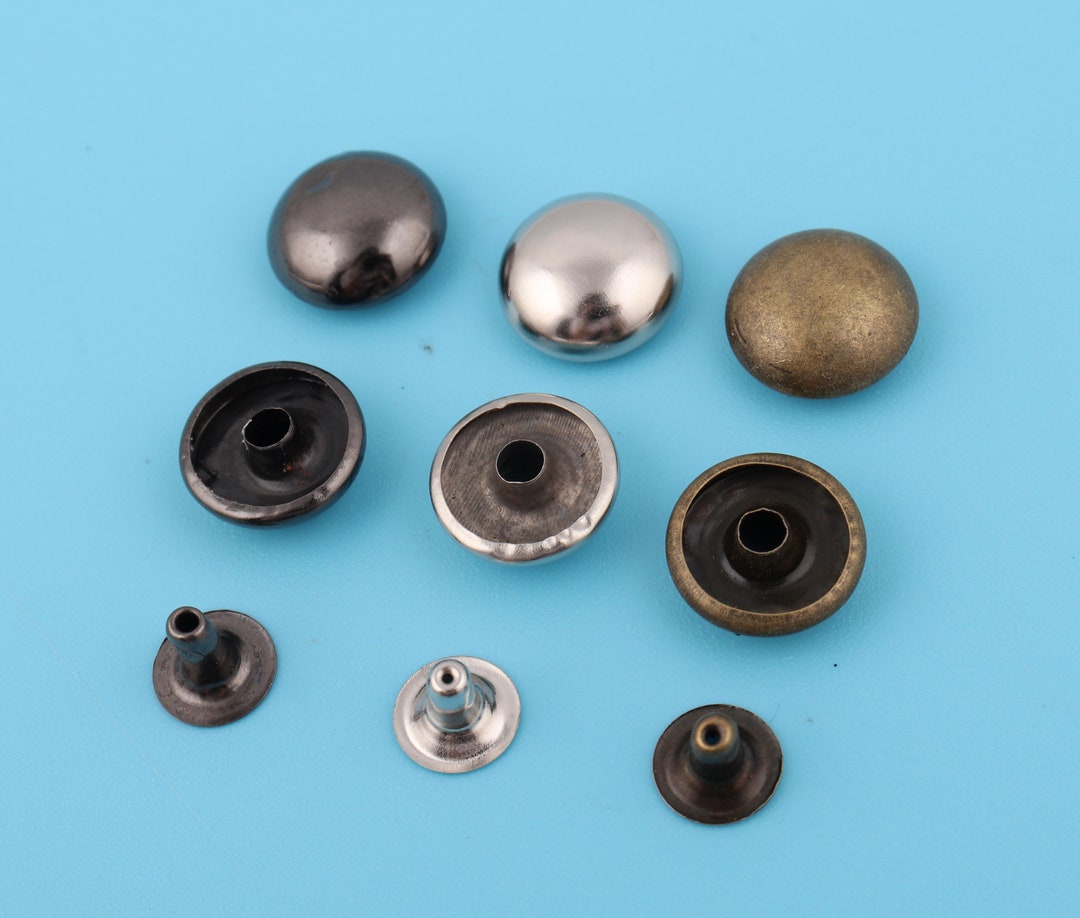 1/2"(12mm Outer) Metal Round Rivets Dome Mushroom Rivets Double Cap ...