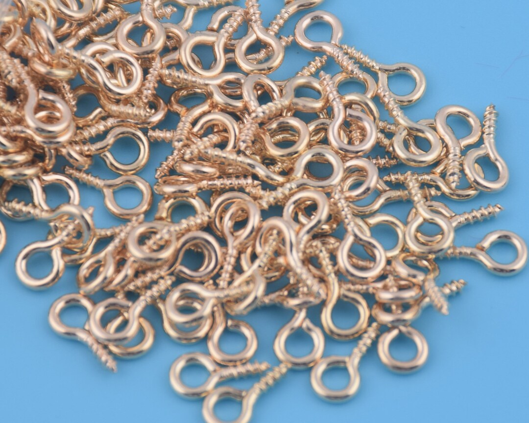 5mm10mm Light Gold Eye Hook Screw Jewelry Making Mini Screw Eye Pins ...
