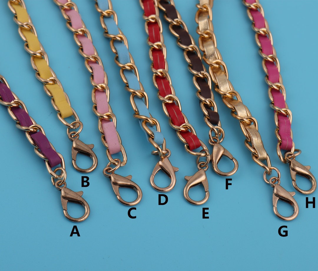 Metal & Leather Handbag Chain Strap Replacement With Gold Lobster ...