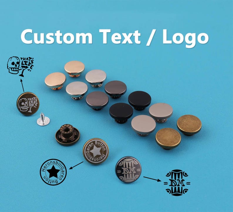 Custom Brand Logo :15mm Personalised Custom Buttons Leather Craft ...