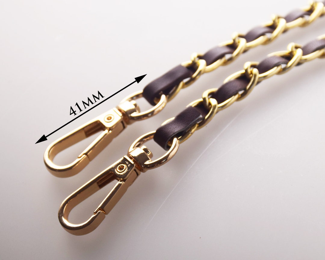 100 Cm Brown Leather & Gold Metal Purse Chain Strap: Replacement ...