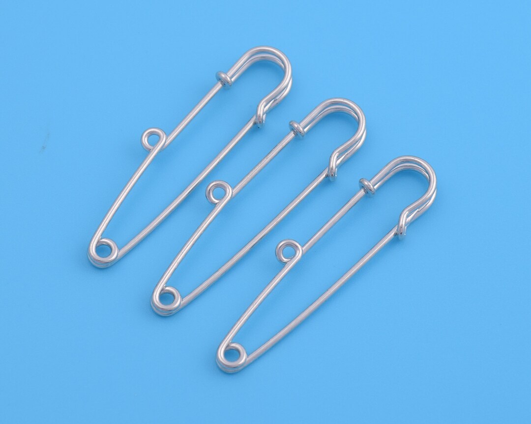 Silver Safety Pins With Loop: Craft Brooch, Scarf Pins (57x11mm) - Etsy