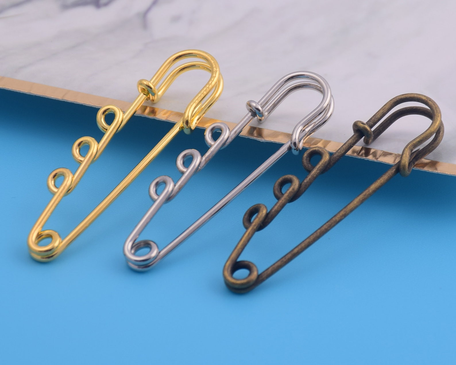2" Metal Safety Pins With Loops: Craft Brooch Pins - Etsy