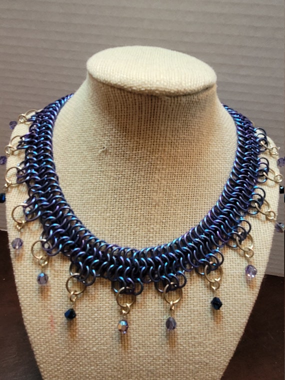 Peacock Blue Niobium With Sterling Silver Choker Accented With - Etsy