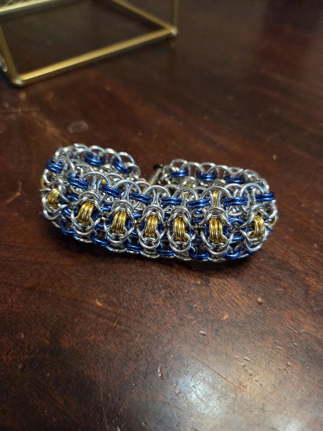 Silver, Blue and Yellow Rondo a La Byzantine Bracelet - Etsy
