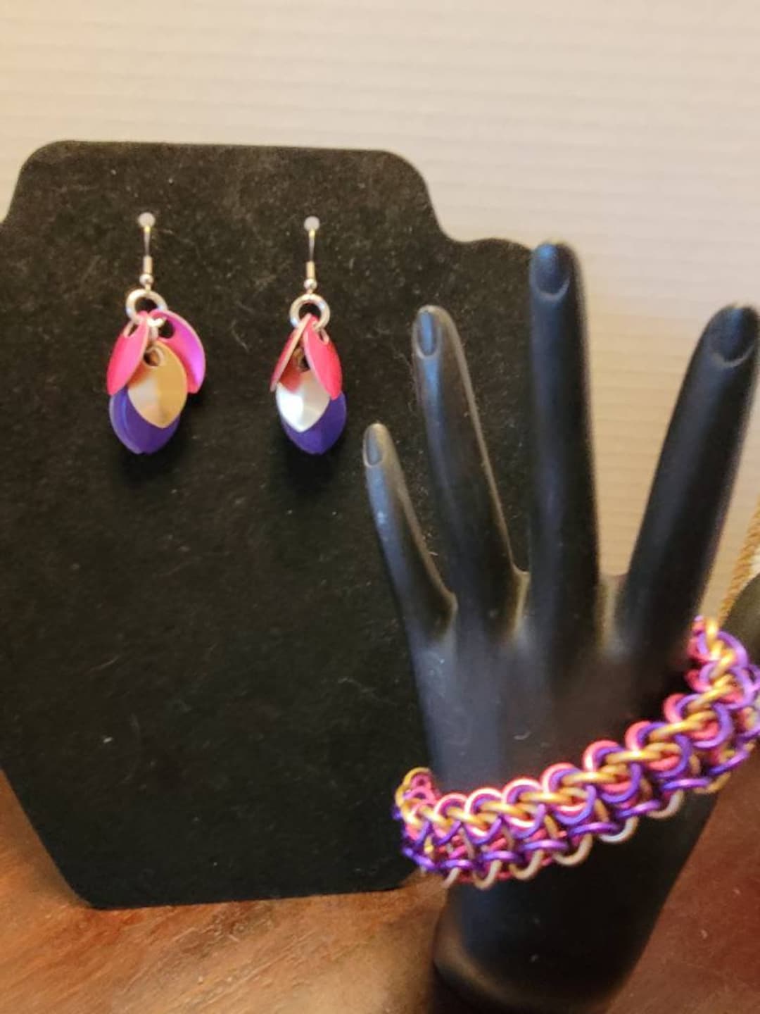 Golden Fire Elf Weave Pulsera y Pendientes Set - Etsy España