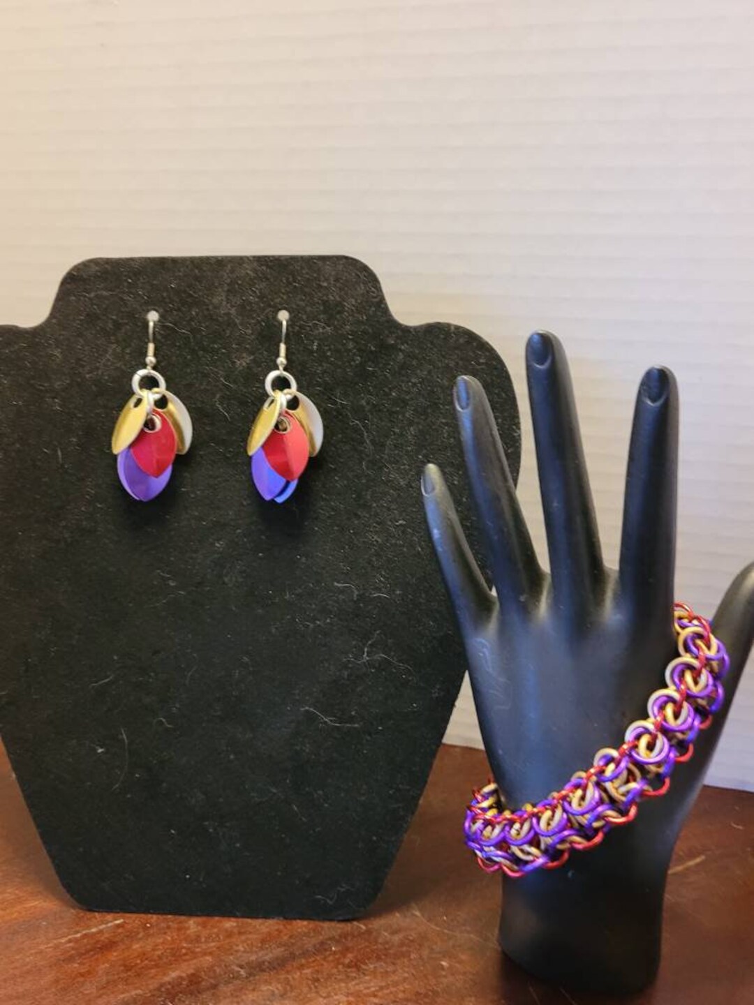 Royal Fire Elf Weave Pulsera y Pendientes Set - Etsy España