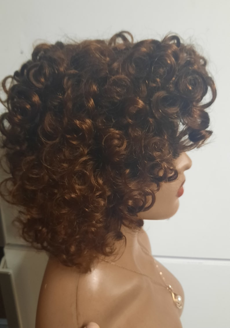 Fringe/bang Egg Curls Peruvian Human Hair Wig in 8inches - Etsy