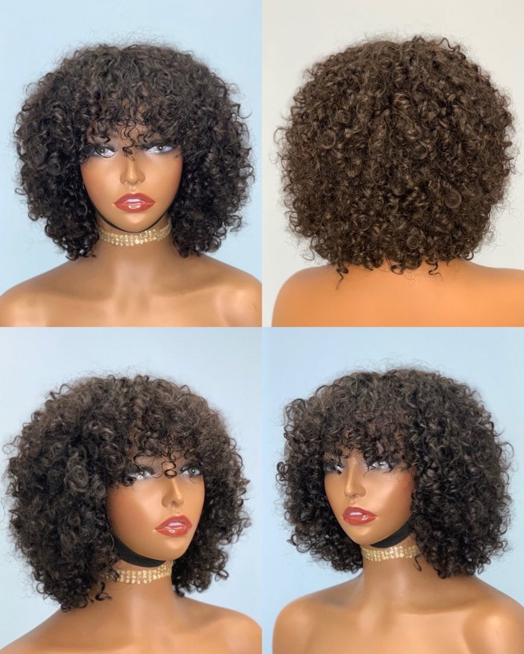 Glueless Pixie Curly Fringe/bang Peruvians SDD Unprocessed Human Hair ...