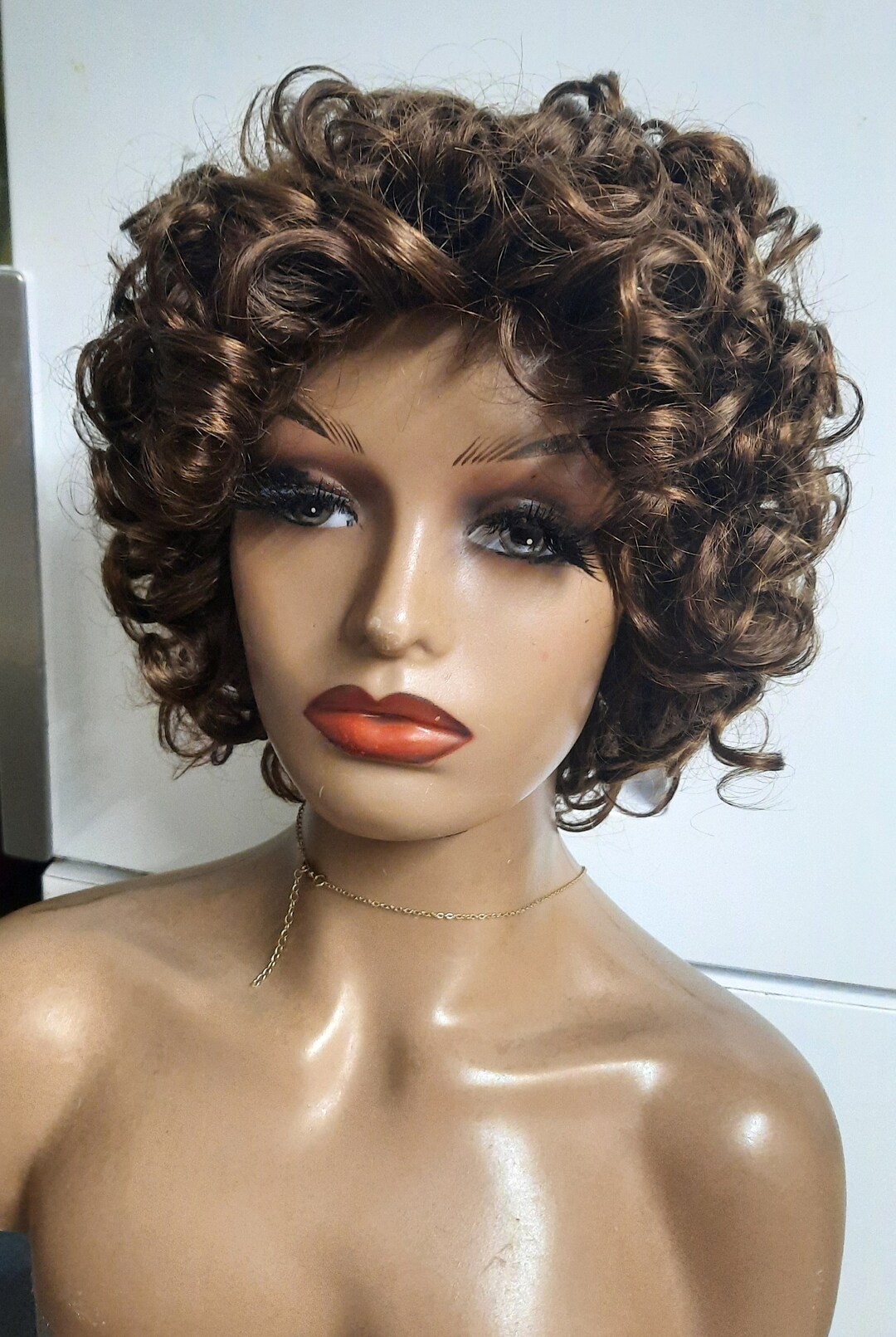 Fringe/bang Egg Curls Peruvian Human Hair Wig in 8inches - Etsy