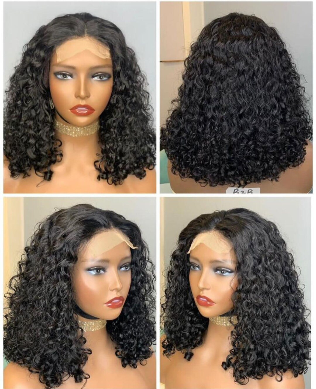 4x4 Closure Funmi Curly Peruvian Virgin Human Hair Bob Wigs. 16nches - Etsy