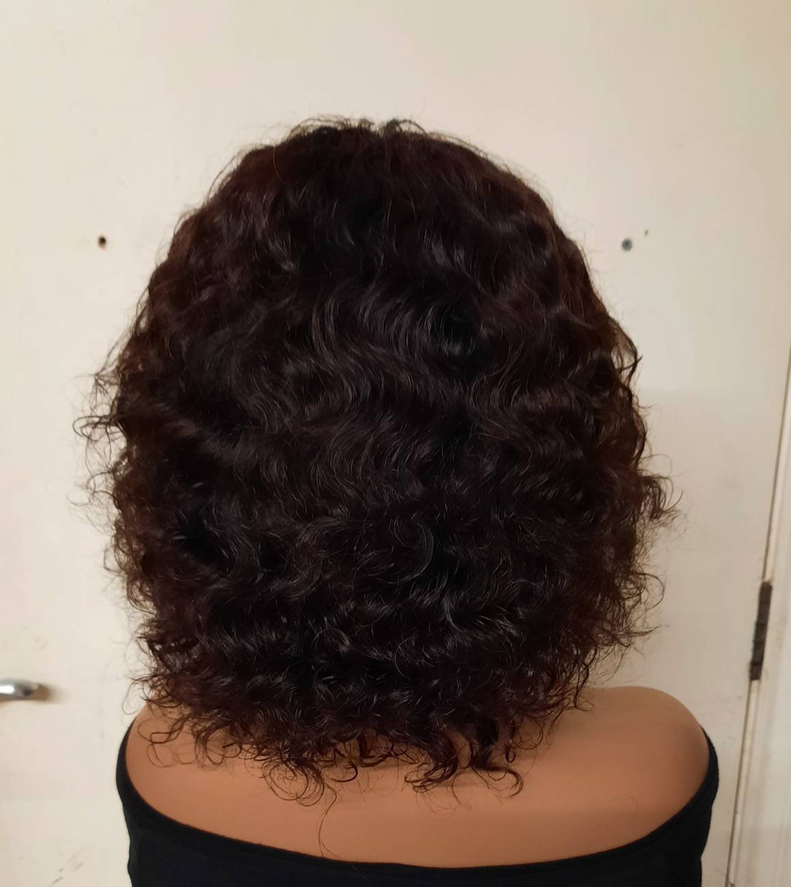 Glueless Virgin Peruvian Deepcurly Wig 4x4 Lace Closure Wig in 12inches ...