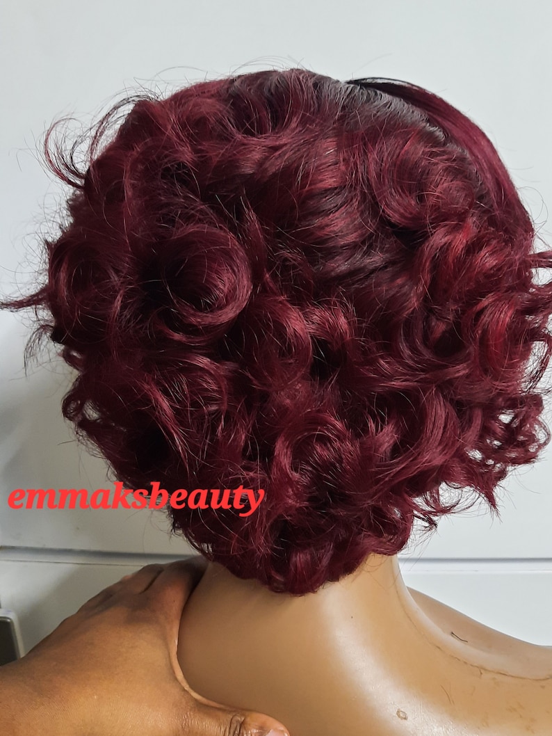 Virgin 13x4 Loose Curly Short Pixie Cut Lace Wig in 613,, 99j - Etsy