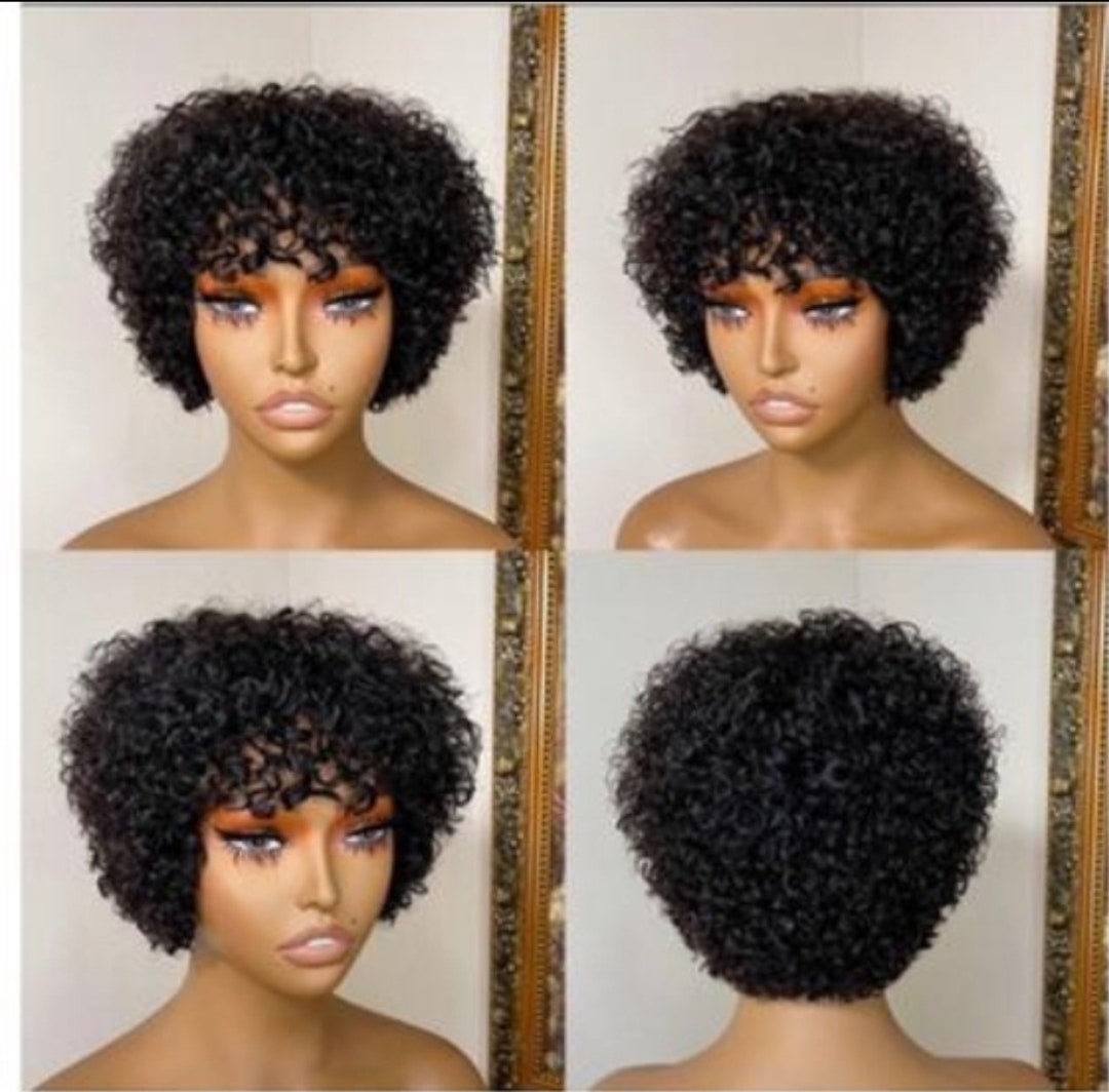 Pixie Curly Tapered Style Short Pixie Cut Peruvian Non Lace Human Hair ...