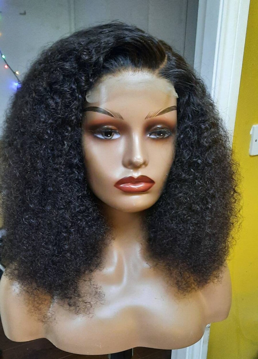 Raw Peruvian 4x4 Transparent Lace Front Human Hair Kinkycurls Wig in ...