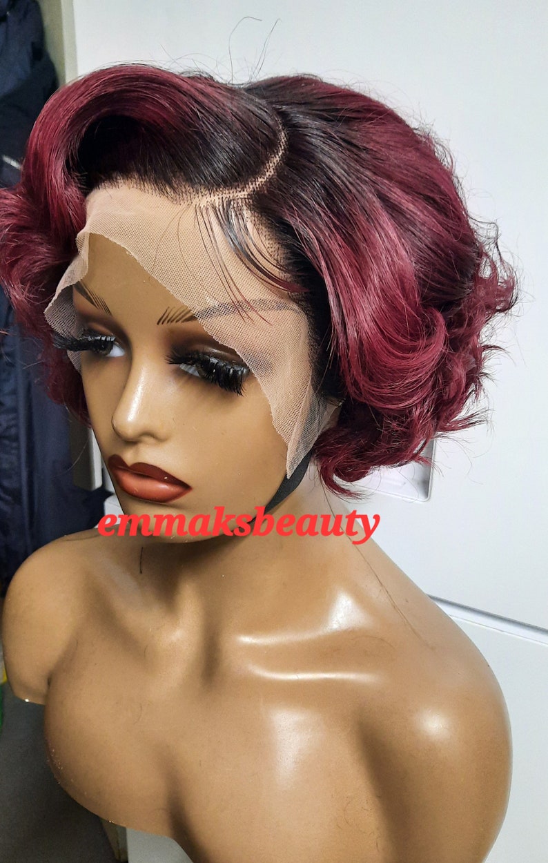 Virgin 13x4 Loose Curly Short Pixie Cut Lace Wig in 613,, 99j - Etsy