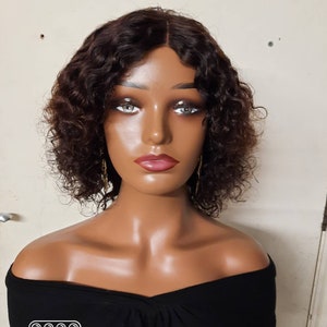 Glueless Virgin Peruvian Deepcurly Wig 4x4 Lace Closure Wig in 12inches ...