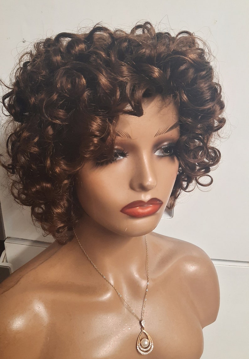 Fringe/bang Egg Curls Peruvian Human Hair Wig in 8inches - Etsy