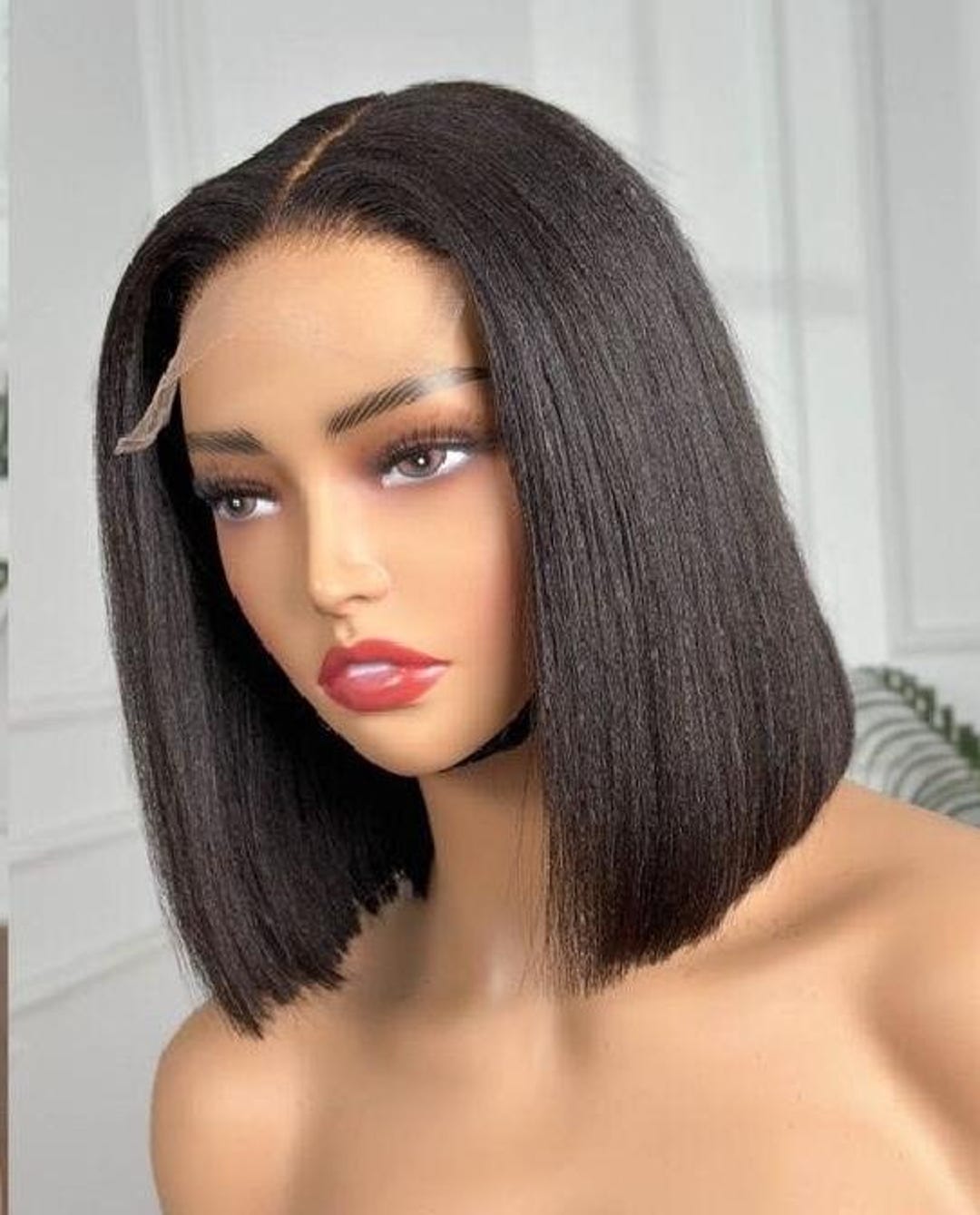 5x5 HD LACE Peruvian Light Yaki Straight Human Hair Bob Wig 10inches.# ...