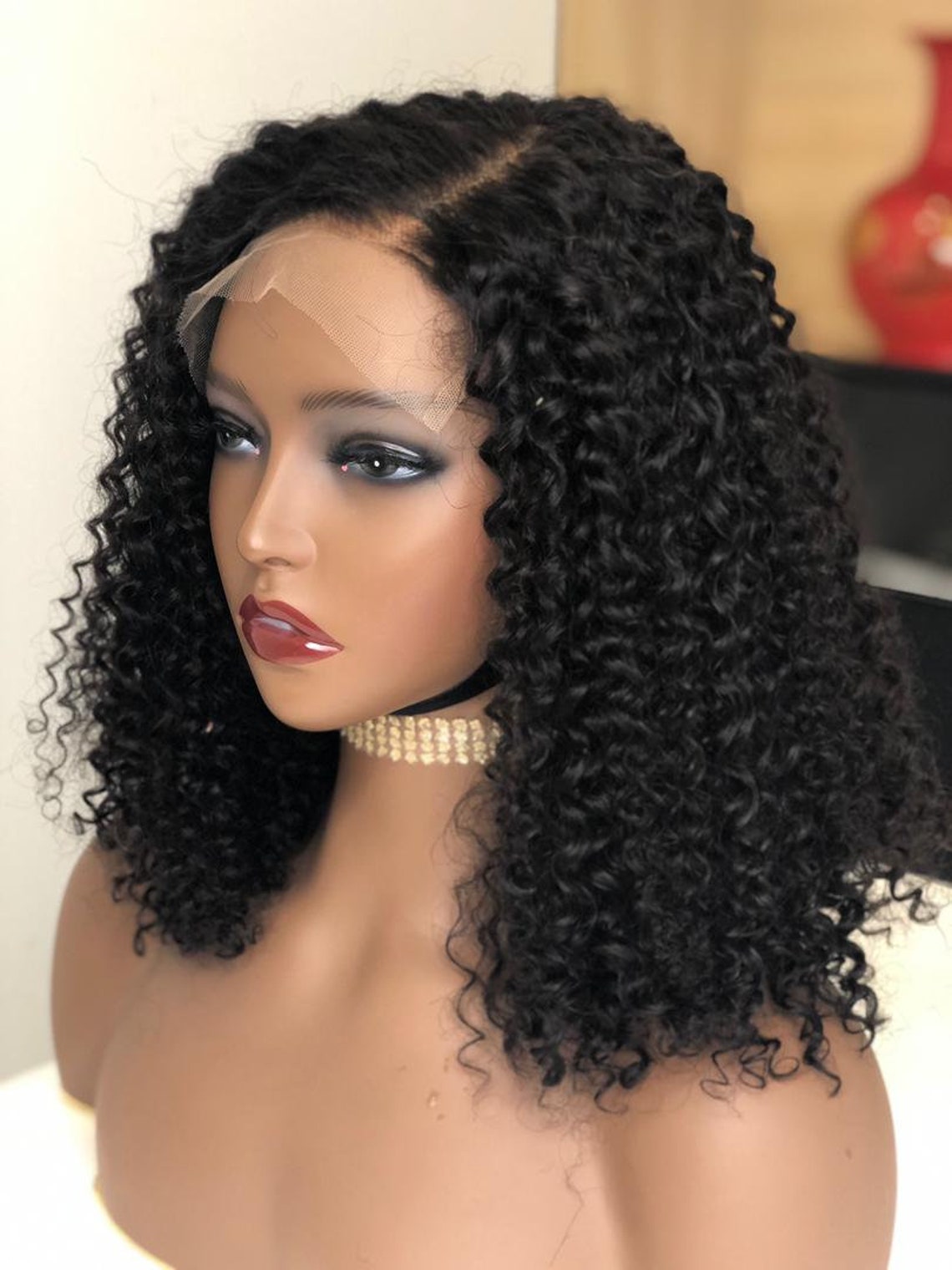 14inches Jerry Curly 4x4 Lace Closure Peruvian Bob Wig - Etsy