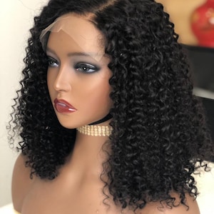 14inches Jerry Curly 4x4 Lace Closure Peruvian Bob Wig - Etsy