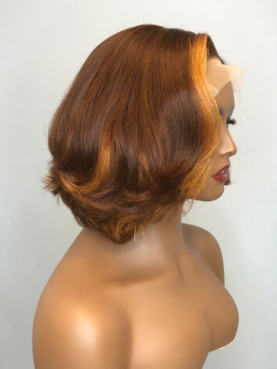Virgin Unprocessed Peruvian Human Hair Layered Side Part Short Bob Wig ...