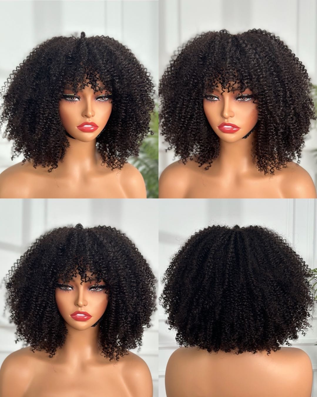 Virgin Afro-kinky Curly Peruvian Human Hair Short Non Lace Wig in ...