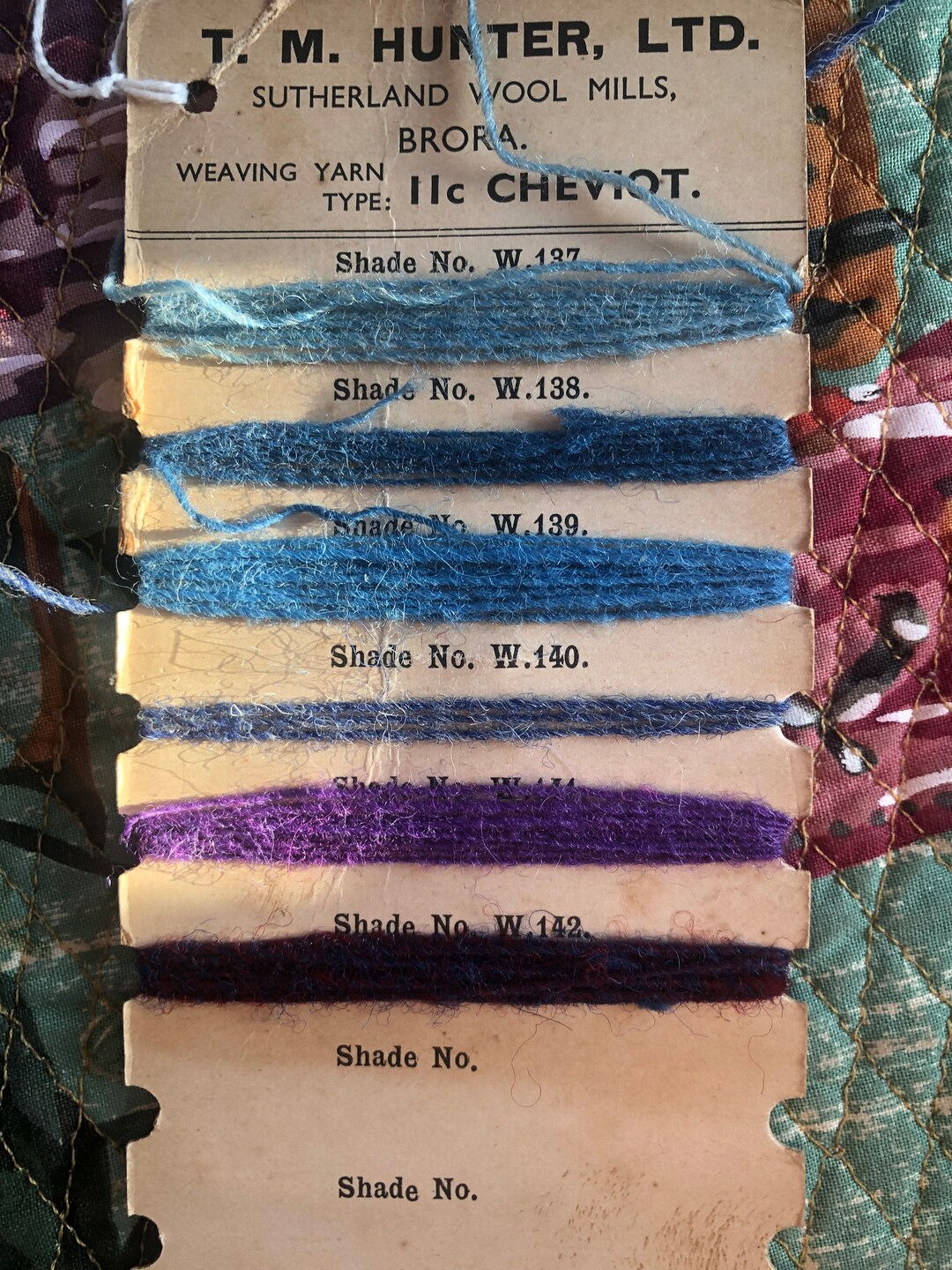 Vintage Yarn Wool Sample Card From Sutherland Wool Mill, Brora, Harris ...