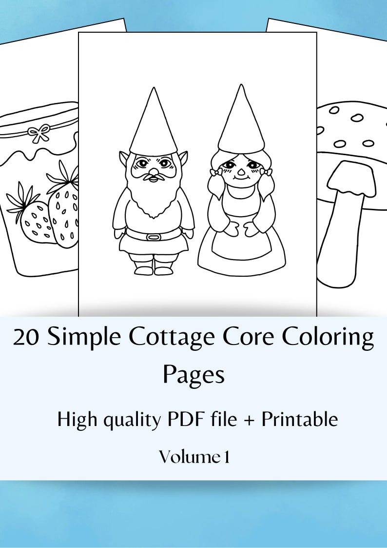 20 Simple Coloring Pages in Cottage Core Style - Etsy
