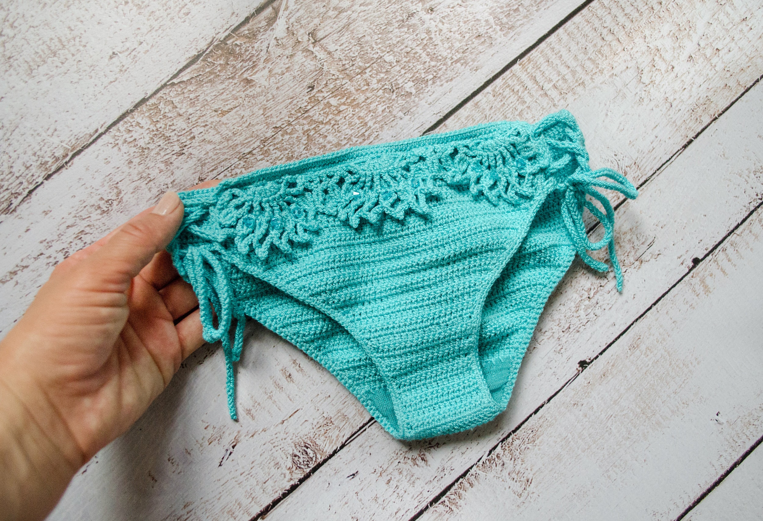 Crochet Girl's Swimsuit Blue Toddler Bikini Set With Ruffles Two Piece ...