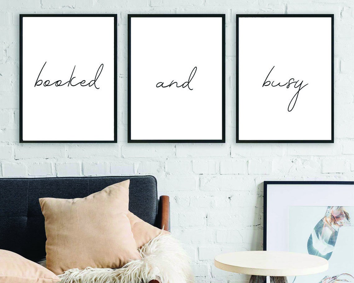 Booked and Busy 3-piece Printable Wall Art Set, Digital Download ...