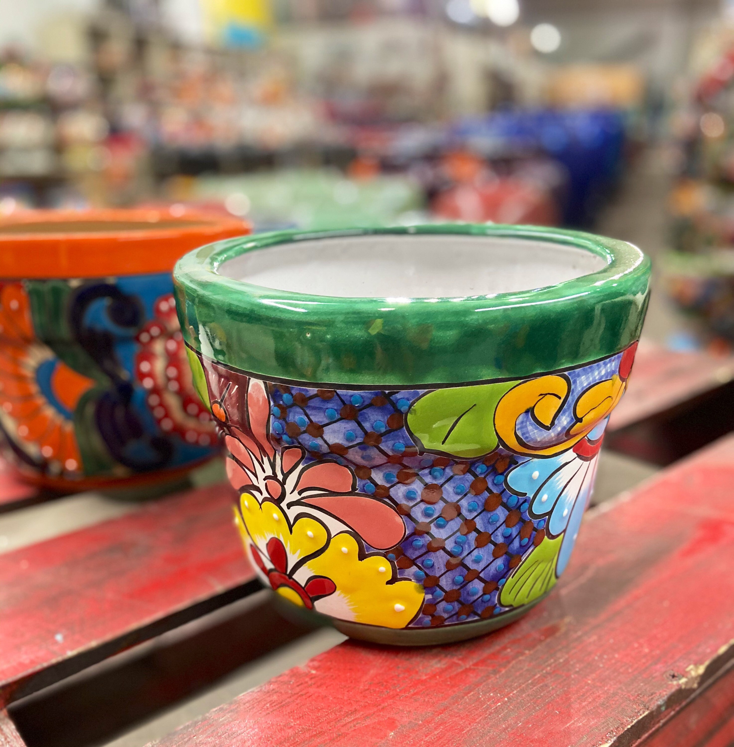 Small Mexican Talavera Planter Ceramic Flower Pot Folk Art | Etsy