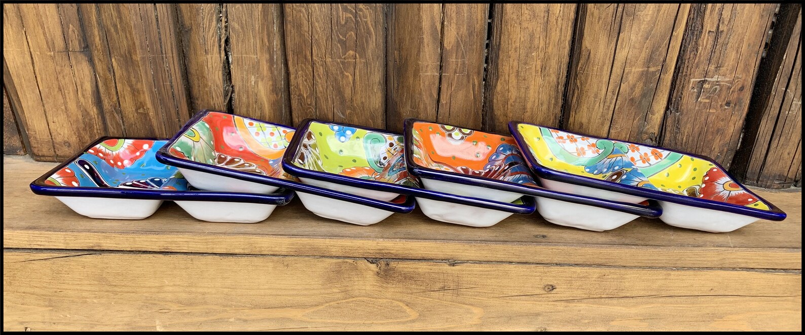 Talavera Double Sectional Salsa Plate, Ceramic Hand Painted Appetizer ...