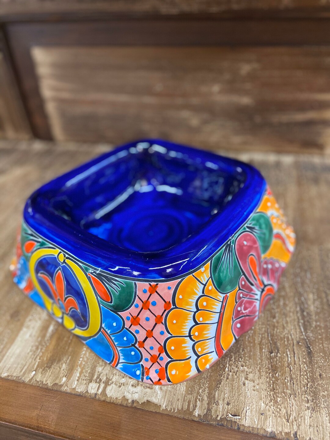 Talavera Dog Dish, Hand-painted Ceramic Dog Bowl, Pet Food Container ...