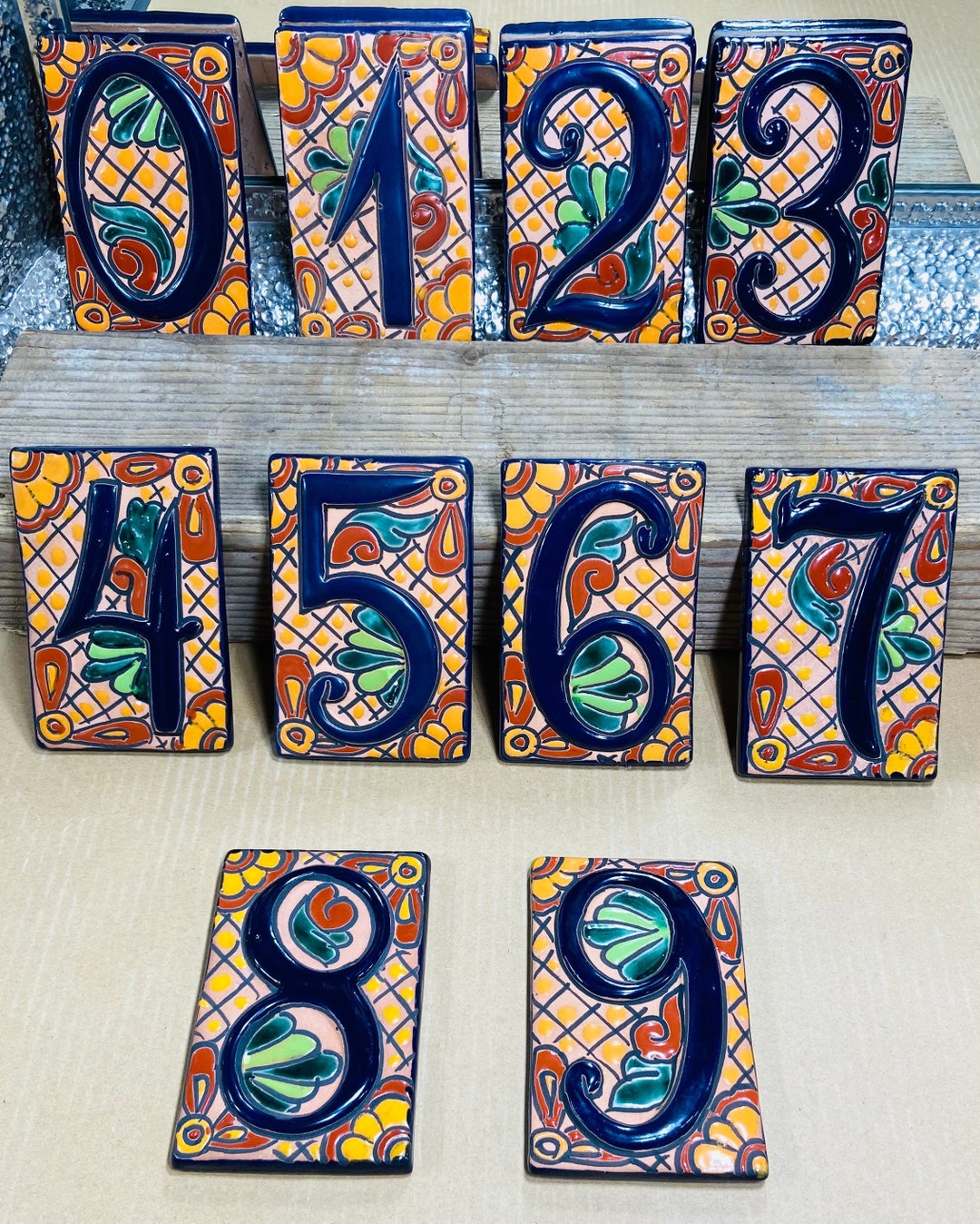 Single RUSTIC Ceramic Address Tiles| Mexican Talavera House Number - Etsy